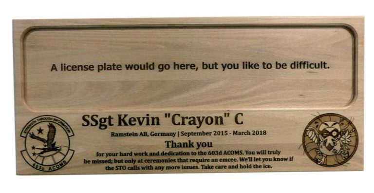 License-Plate-Plaque-Trophy | Trophy Center