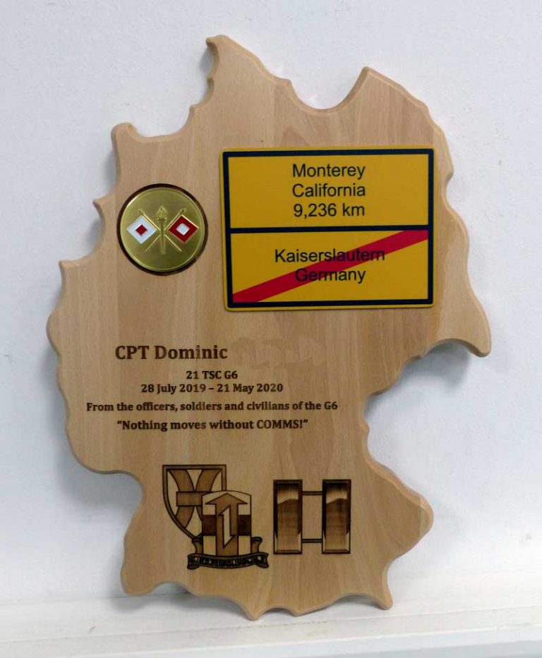 Germany Shape Plaque 21st TSC | Trophy Center | Sandra & J.R. Kulbick ...