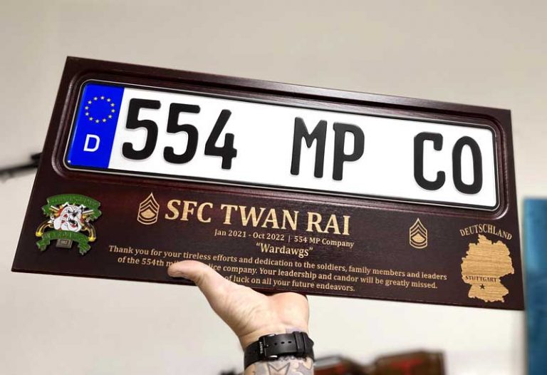 License Plate Plaque 554 MP Company Wardawgs Stuttgart | Trophy Center ...