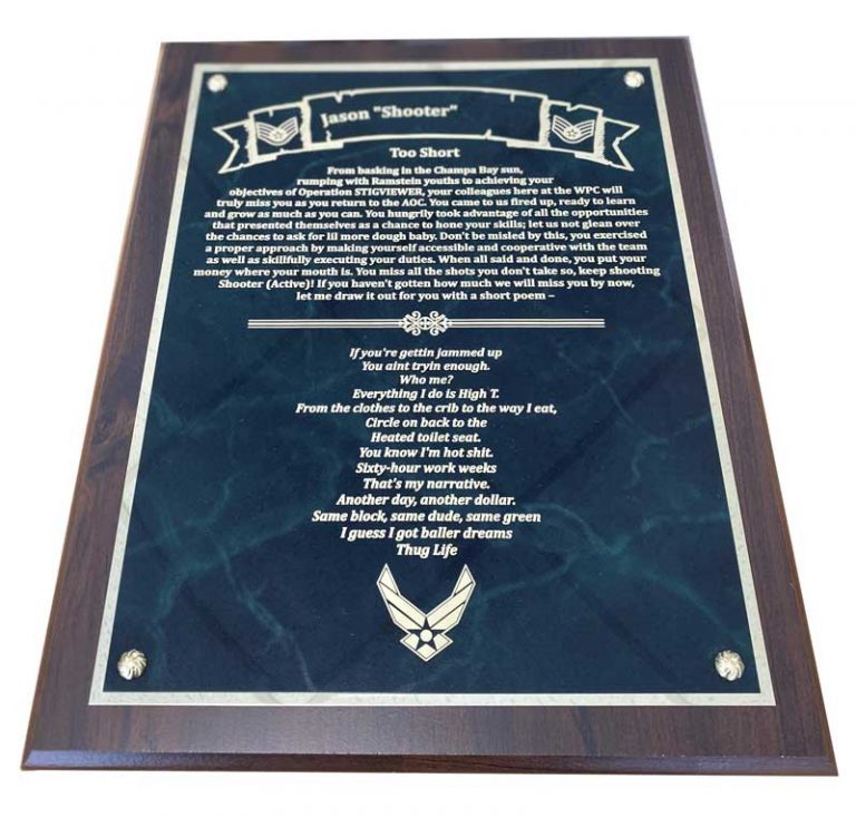 11215 W Plaque USAF E5 SSgt Award | Trophy Center | Trophy Shop | ONLY ...